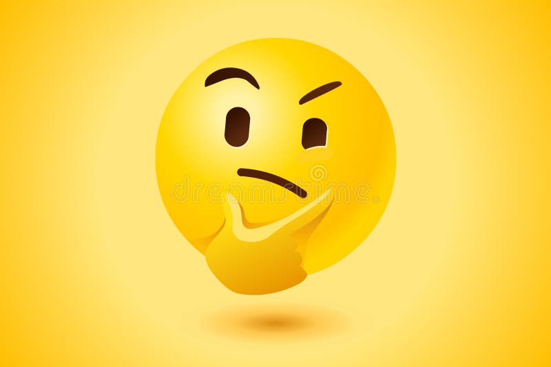 Durchdachte Gelbe Smiley Emoji Emoticonikone Stock Abbildung ...