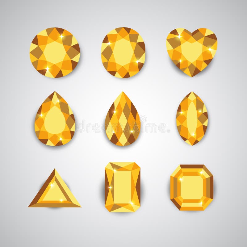 Gelbe Diamanten Und Ruby Vector Icons Vektor Abbildung - Illustration ...