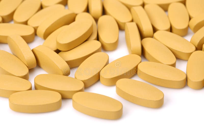 Gelbe Tabletten stockbild. Bild von therapeutisch, kapsel - 108365281