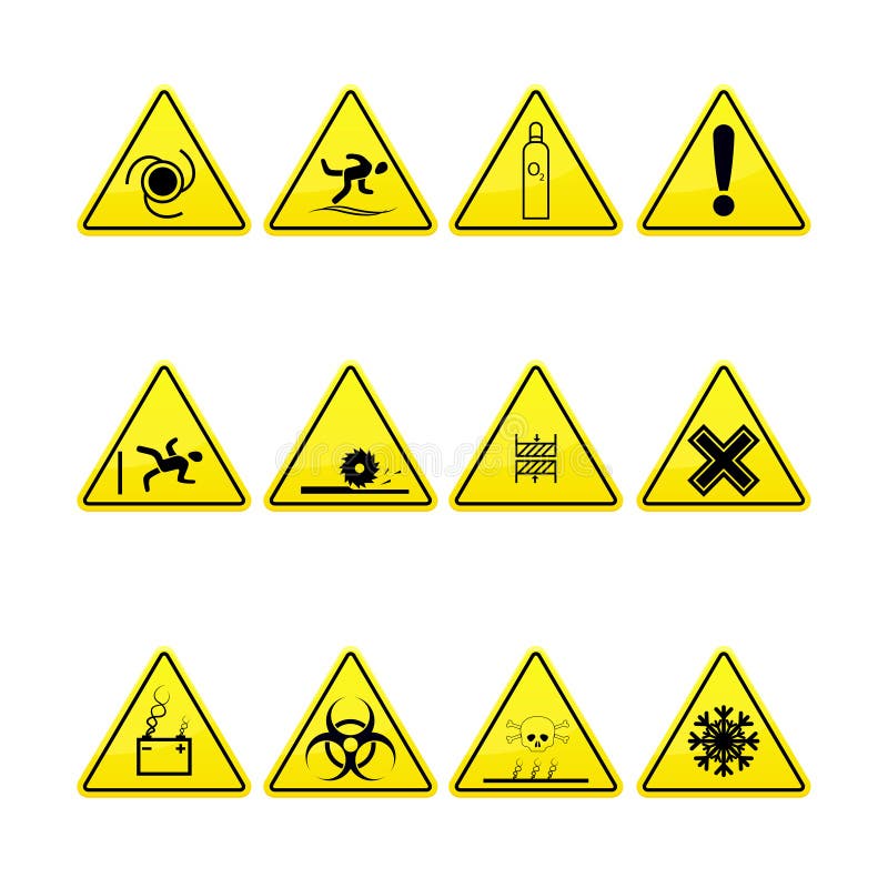 Gelbe WARNING- Und Gefahrenzeichen Stock Abbildung - Illustration von ...