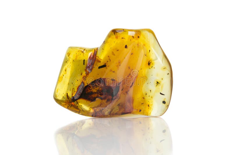 Gelber Bernsteinfarbiger Stein Mit Einbeziehungen Stockbild - Bild von ...