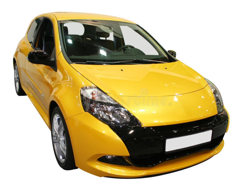 Gelbes Auto stockfoto. Bild von transport, getrennt, scheinwerfer ...