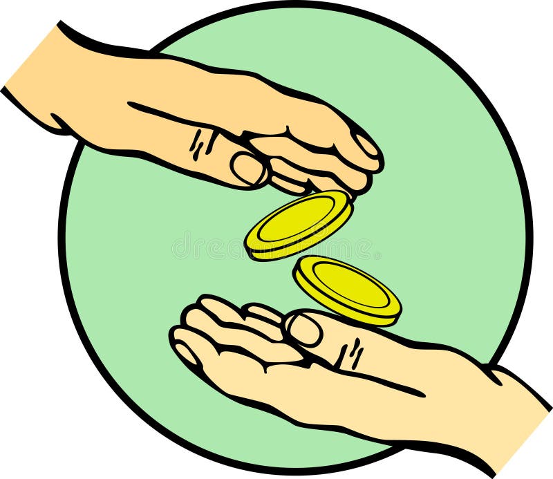 Geld geben und empfangend vektor abbildung. Illustration von spenden ...