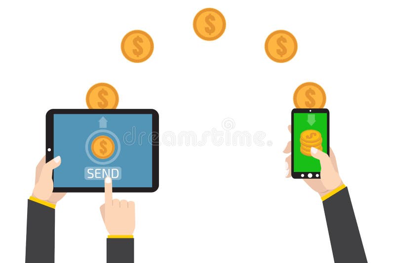 Geld Senden Und Empfangend Senden Sie Geldradioapparat Vektor Abbildung ...