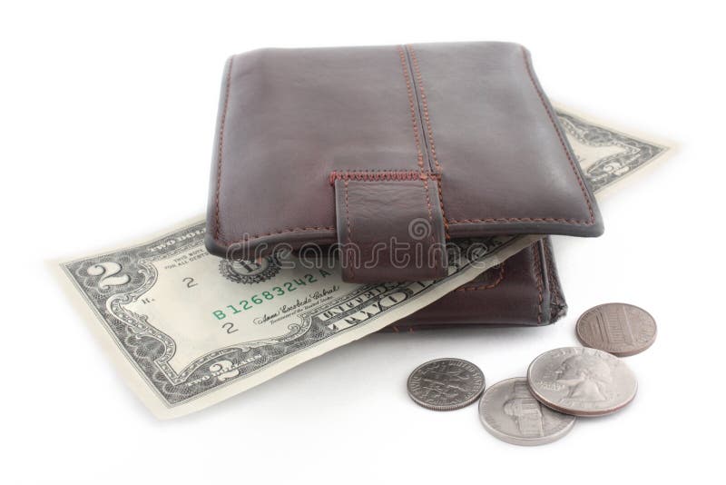 Geldbeutel mit Geld stockbild. Bild von metall, tasche - 27571287