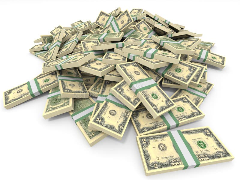 Geldhaufen Hundert Dollar stock abbildung. Illustration von hintergrund ...