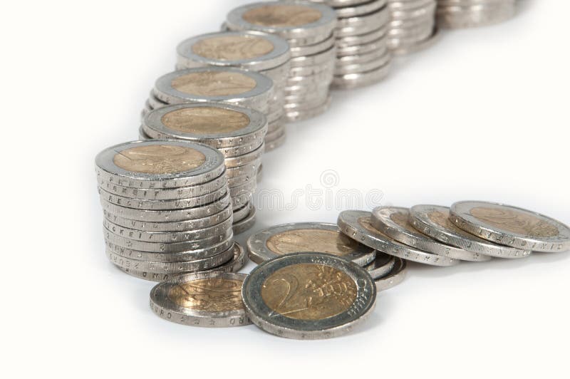 Geldstapel (Euro 2 Bis 1 Cent) Stockfoto - Bild von änderung ...