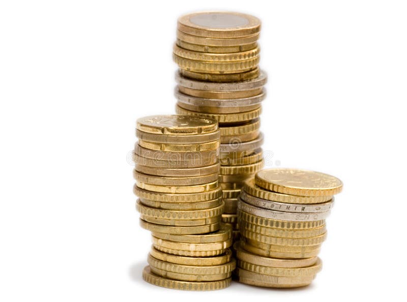 Geldstapel (Euro 2 Bis 1 Cent) Stockfoto - Bild von deflation, gruppe ...