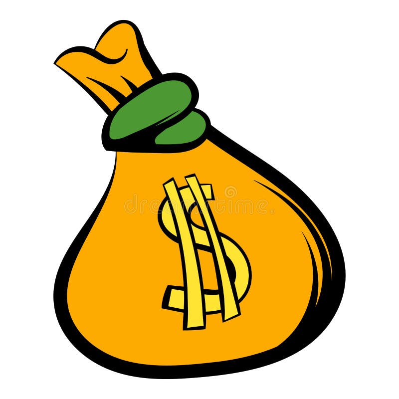 Geldtasche Mit US-Dollar Zeichenikone, Ikonenkarikatur Vektor Abbildung ...