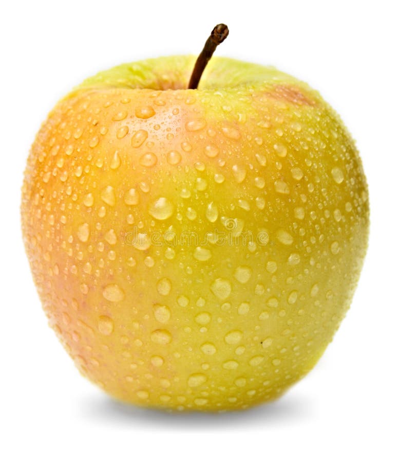 Gele appel stock afbeelding. Image of water, geïsoleerd - 6954089