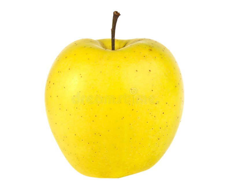 Gele Appel Met Steel Op Witte Achtergrond Stock Afbeelding - Image of ...