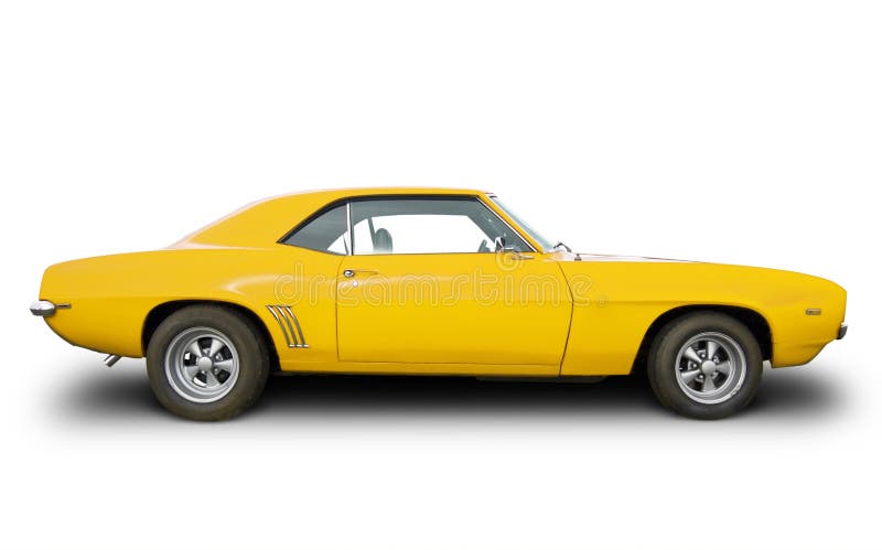 Gele auto stock afbeelding. Image of hersteld, hotroop - 6849707