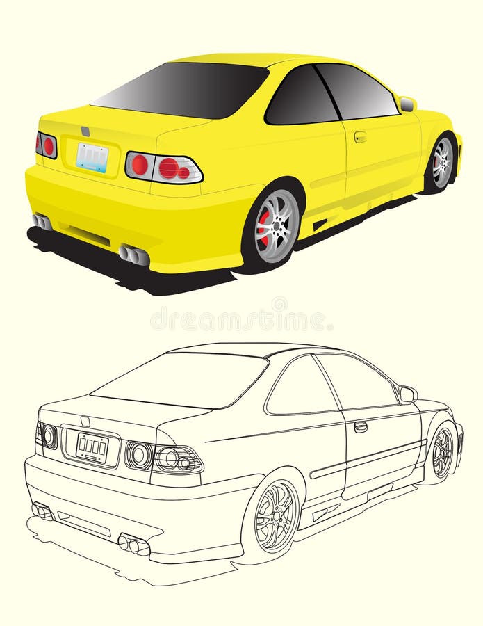 Gele auto vector illustratie. Illustration of straat, persoonlijk - 7009923