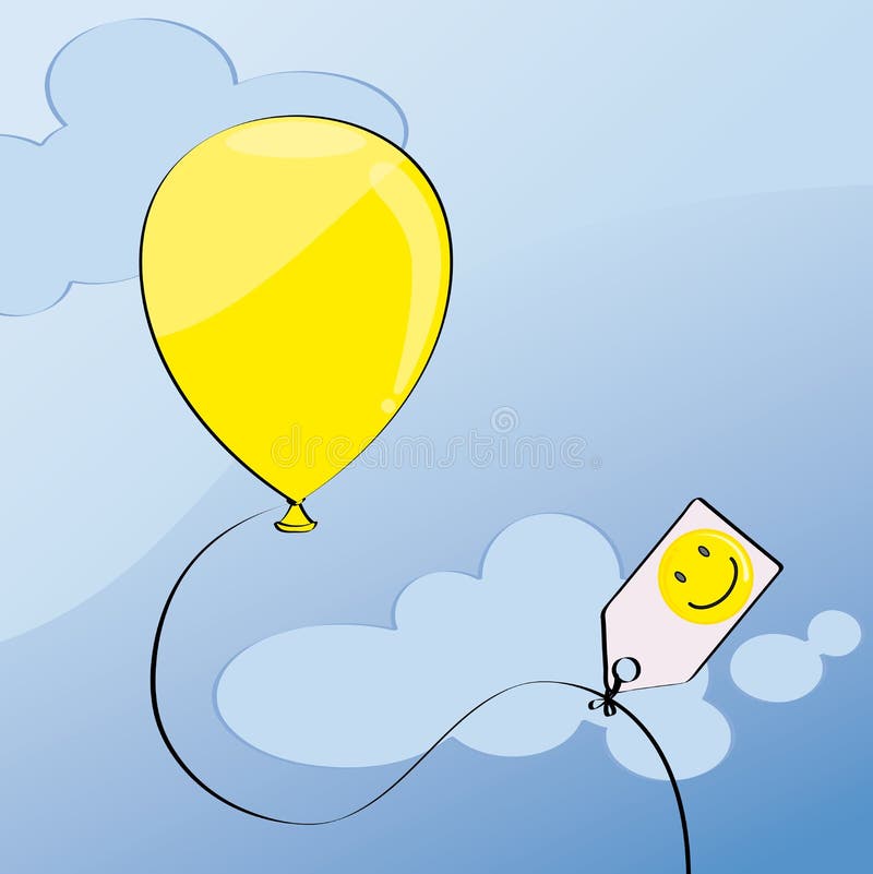 Gele ballon vector illustratie. Illustration of wind, etiket - 5275786