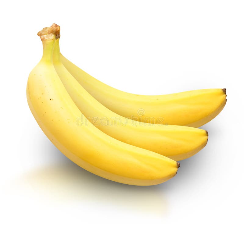 Gele Bananen Op Witte Achtergrond Stock Afbeelding - Image of voedzaam ...