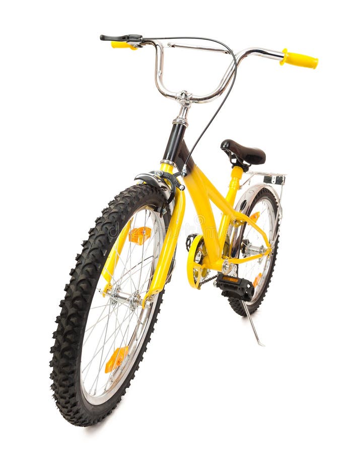 Gele fiets op wit stock foto. Image of geel, schoon, goed - 34338188