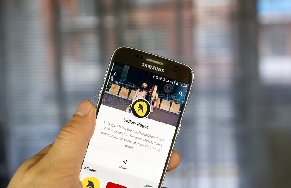 Gele Gids Mobiele Toepassing Redactionele Afbeelding - Image of ...