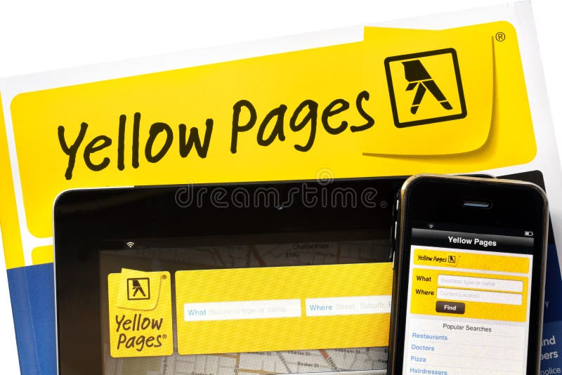 Gele Gids Mobiele Toepassing Redactionele Afbeelding - Image of ...