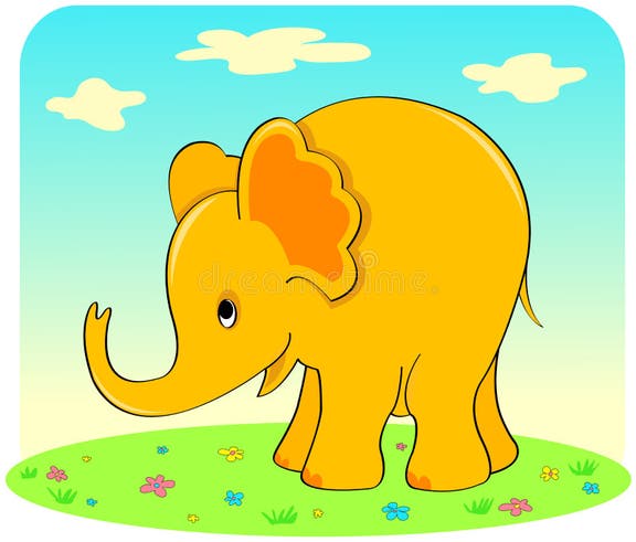 Gele olifant. vector illustratie. Illustration of groot - 13754167
