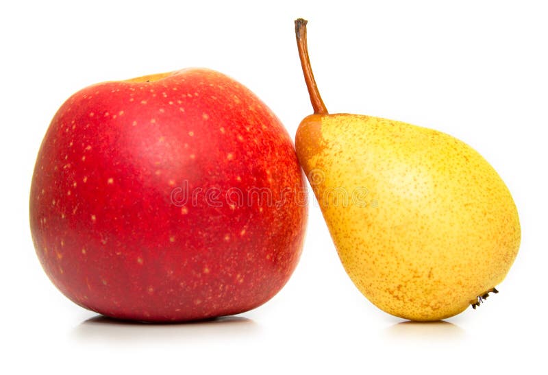 Gele Peer En Rijpe Rode Appel Stock Afbeelding - Image of vers, rood ...