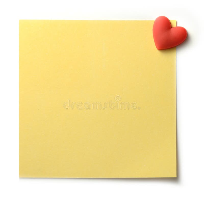 Gele Post-it Met Hartvormige Punaise Stock Foto - Image of raad, studio ...