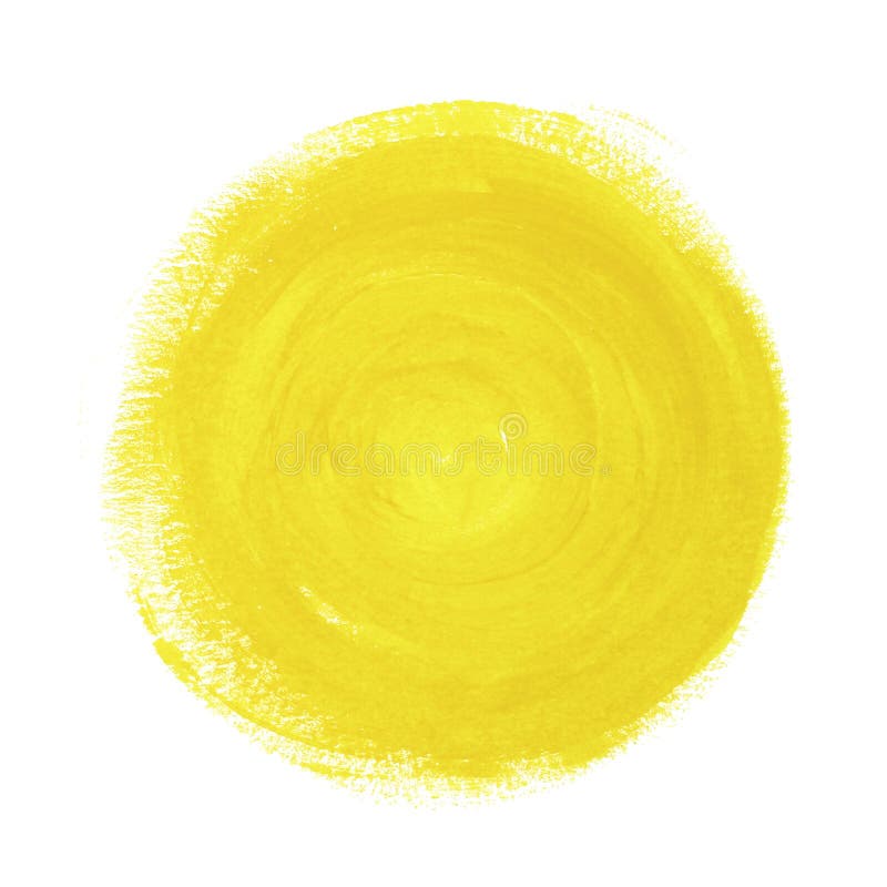 Gele Samenvatting Geschilderde Cirkel Op Witte Achtergrond Stock ...