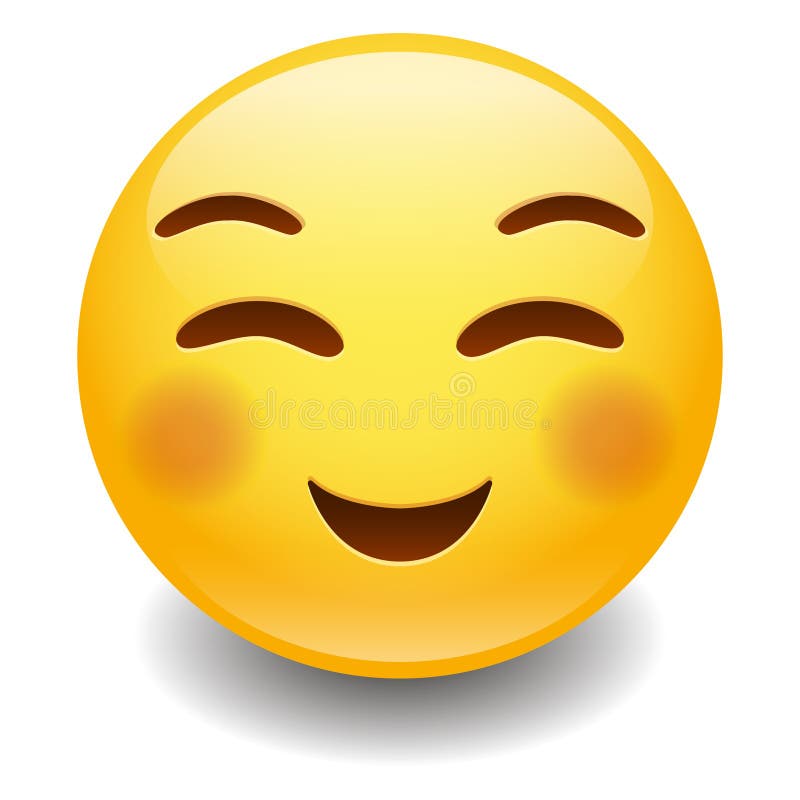 Smiley En Het Blozen Gezicht Met Gelukkige Ogen Op Gele Verfmuur Vector ...