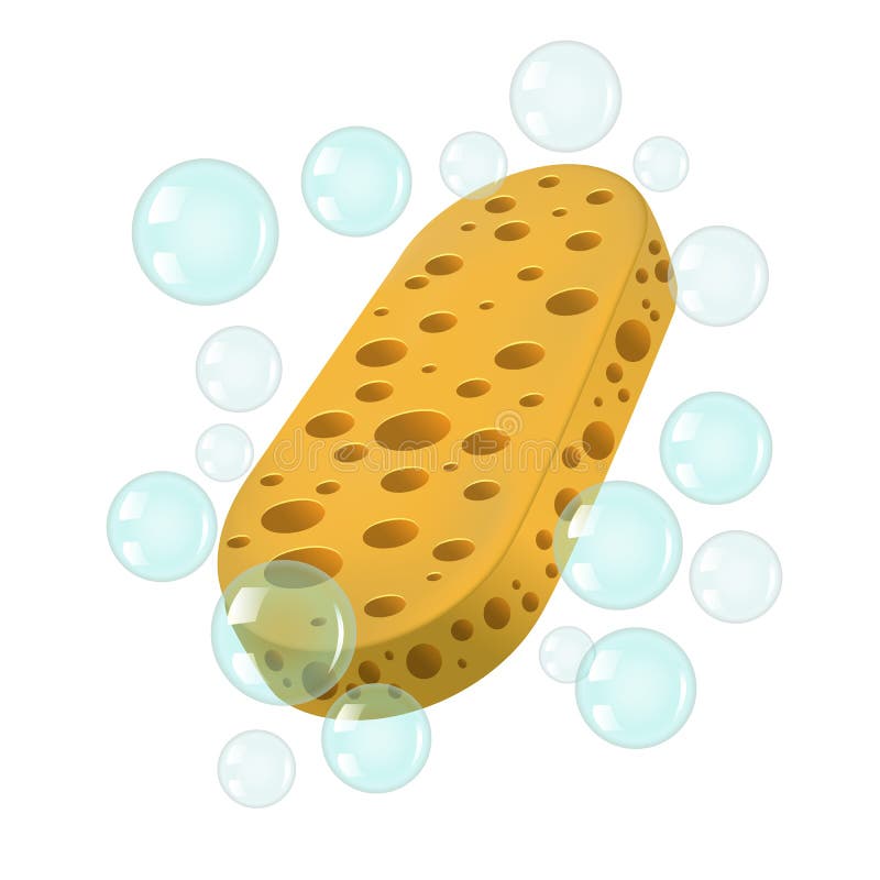 Gele Spons En Bellen Vector Vector Illustratie - Illustration of ...