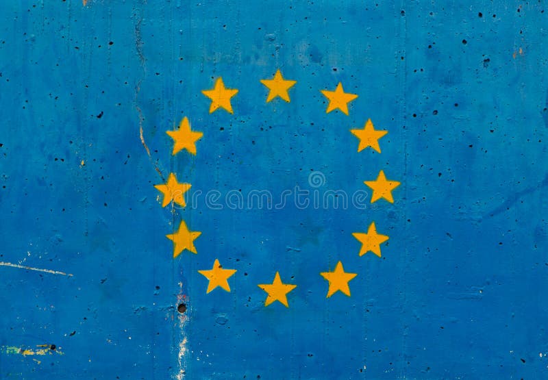 Gele Sterren Op Blauwe Concrete Muur Stock Illustratie - Illustration ...