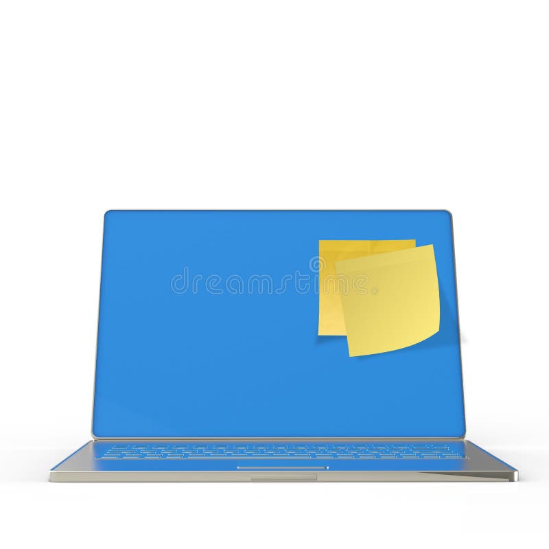 Gele Sticky Note Post Op 3d Laptop Computer Stock Illustratie ...