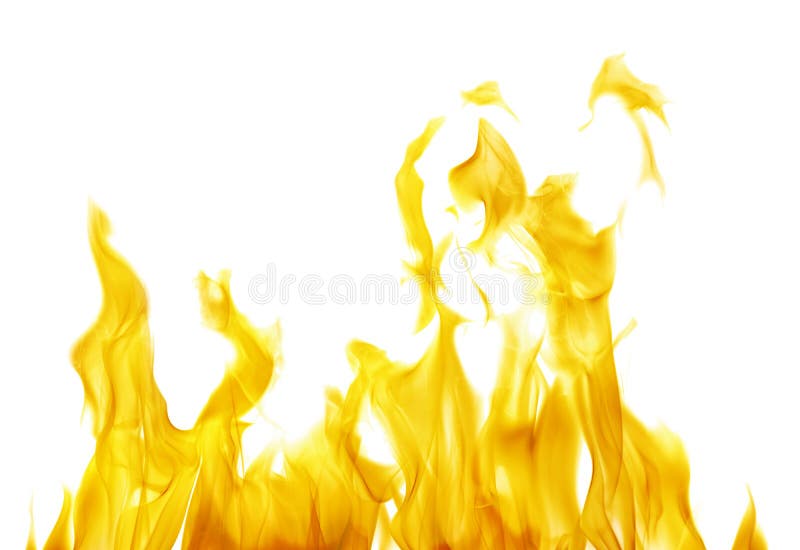 Gele Vlam Hete Vonken Geïsoleerd Op Wit Stock Afbeelding - Image of ...