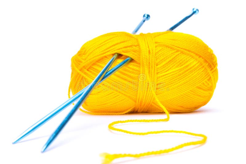 Gele wol met naalden stock foto. Image of hobbys, naald - 29638904