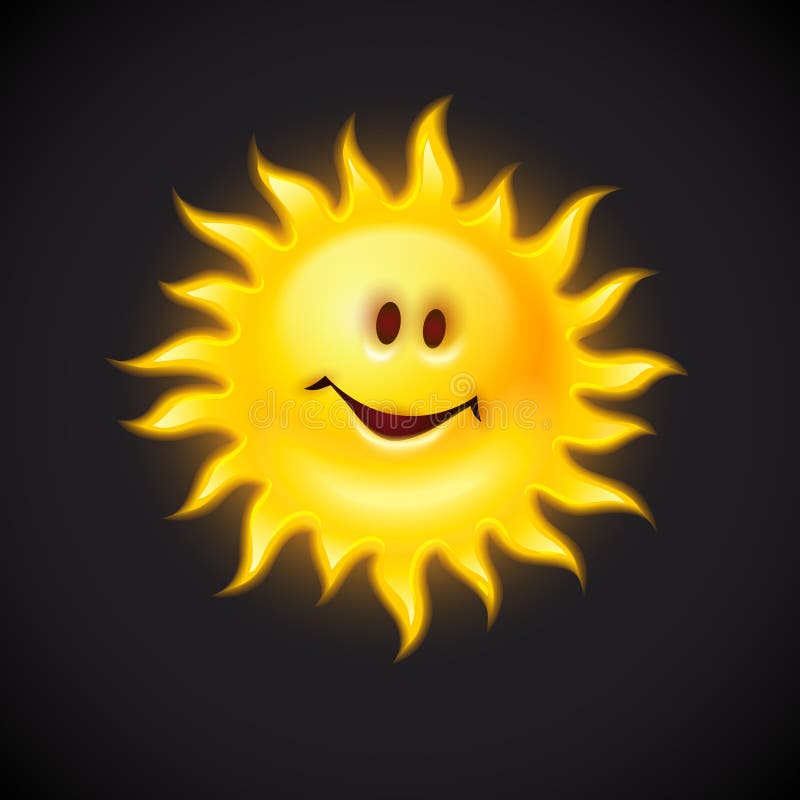 Gele Zon Met Het Glimlachen Gezicht Vector Illustratie - Illustration ...