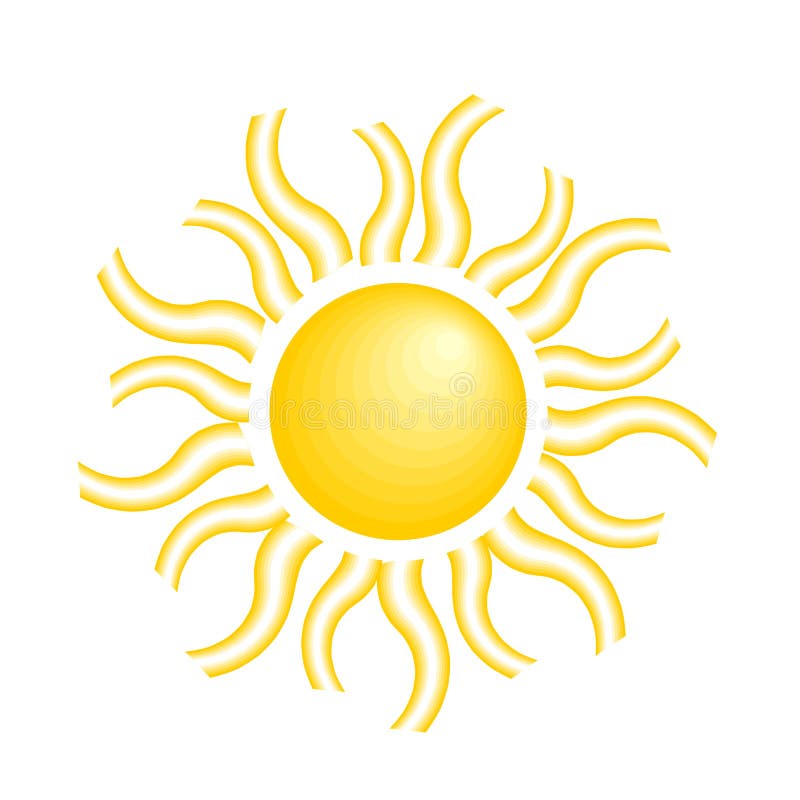 Gele zon op wit vector illustratie. Illustration of macht - 13621612