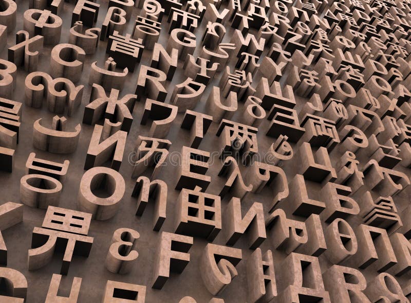 Gelegentliche Zeichen Von Vielen Sprachen Stock Abbildung ...