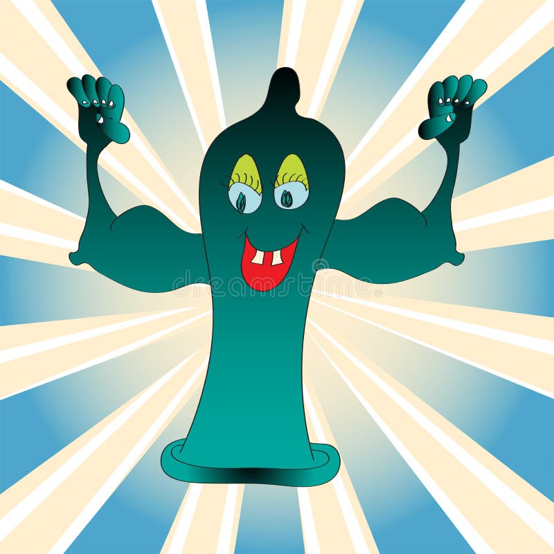 Grappig condoom vector illustratie. Illustratie bestaande uit hulp ...