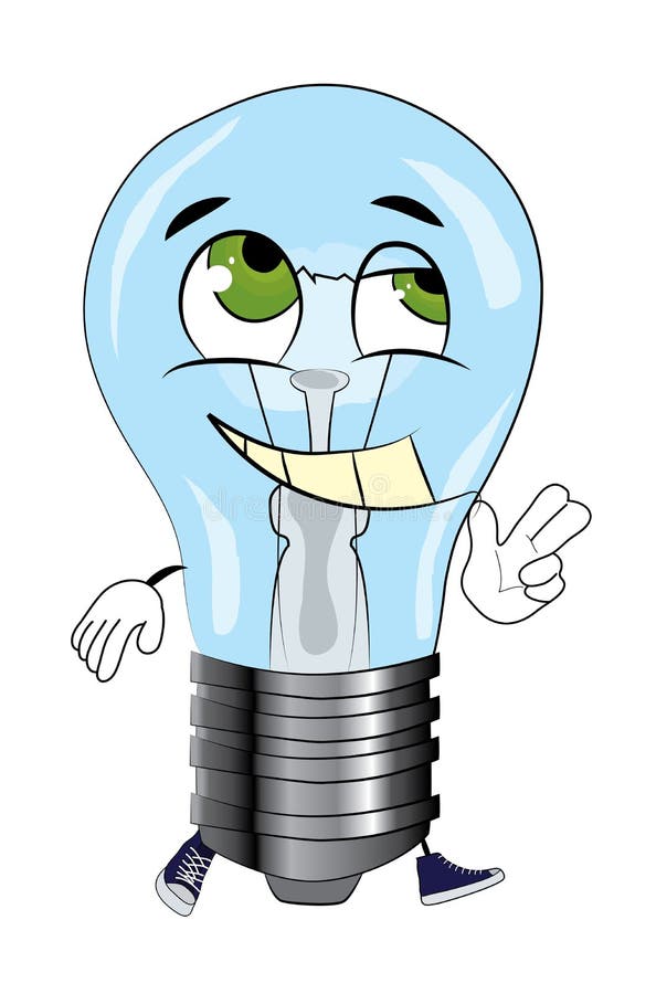 Gelukkig Gloeilamp En Teken Stock Illustratie - Illustration of ...