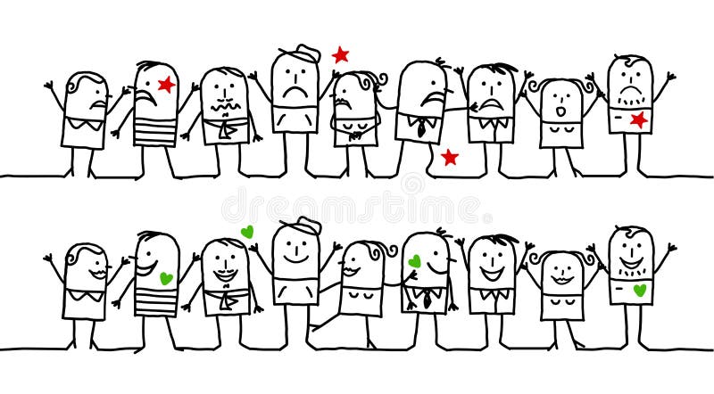 Gelukkige & Boze Mensen Vector Illustratie - Illustration of menigte ...