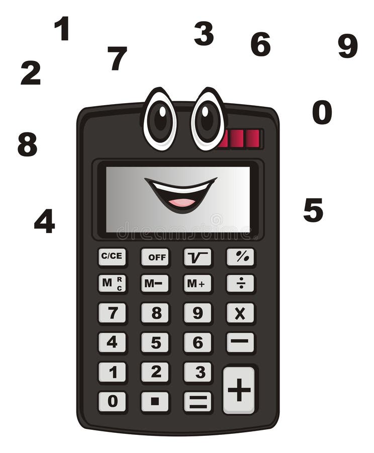 De Gelukkige Calculator Met Dient Glazen in Stock Illustratie ...