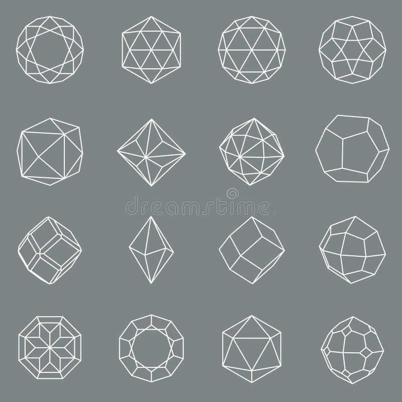 Gem Crystal Geometric Shapes Vector Set Stock Vector - Illustration of ...
