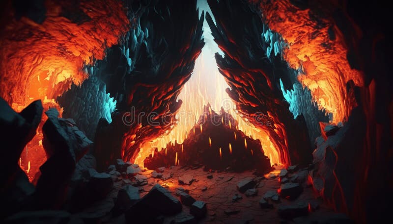 A Gem Underground Mine Cavern. Stalactite Scenery in Concept, Cave of ...