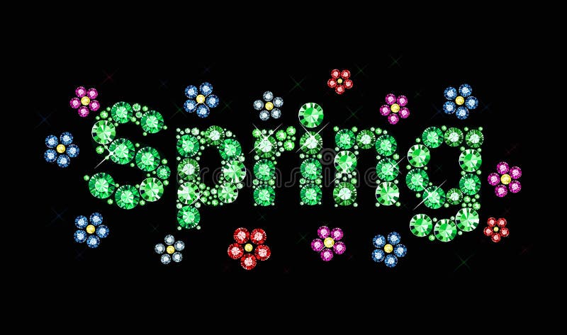 Word SPRING in Realistic Shiny Letters, Bright Holographic Design ...