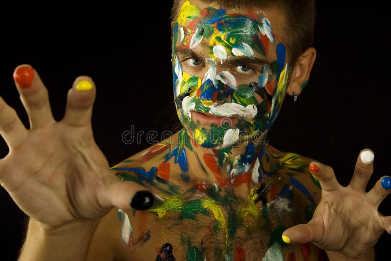Gemalter Mann stockbild. Bild von kaukasisch, kreativ - 16576651