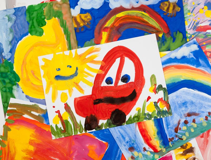 Gemalte Sonne und Aquarell stock abbildung. Illustration von gouachen ...