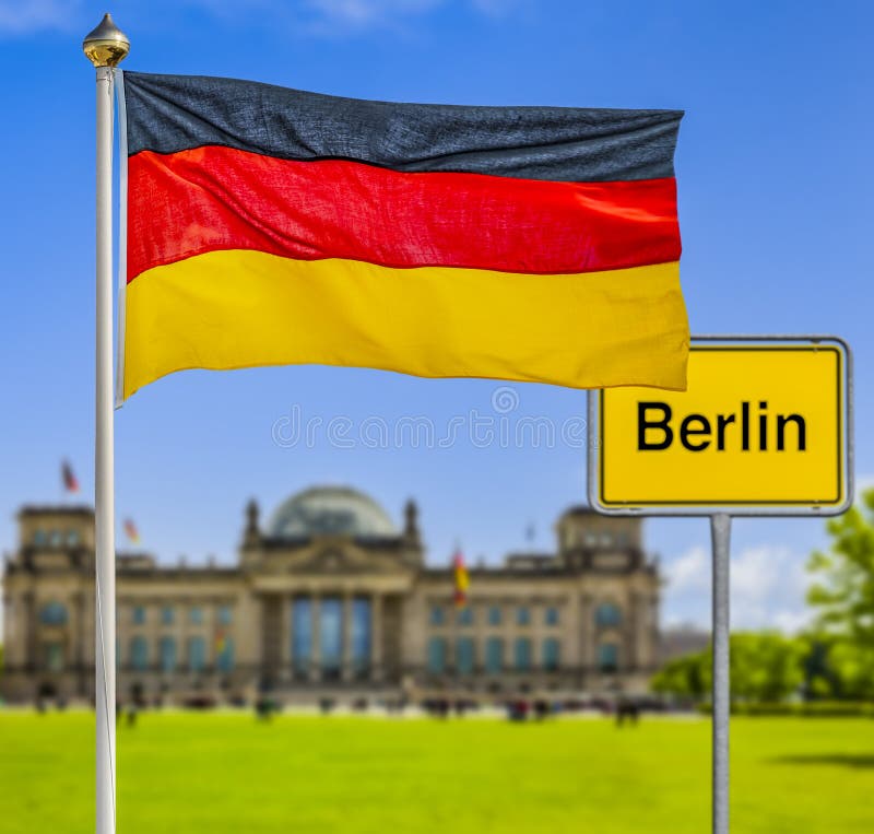 Geman Flag in Berlin stock illustration. Illustration of sign - 144752716