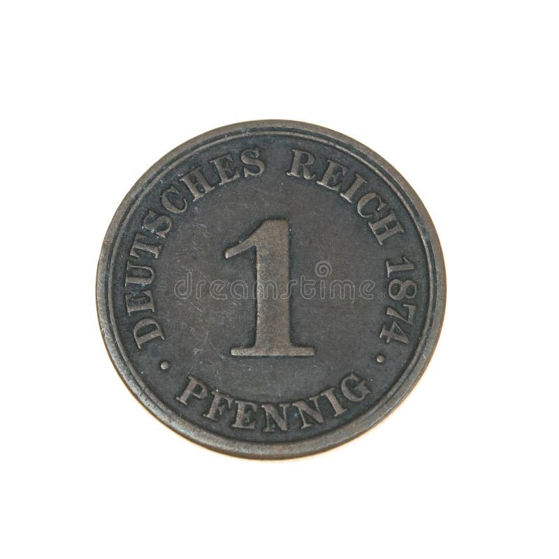 Geman One Pfennig Penny Coin Stock Image - Image of coin, numbers ...