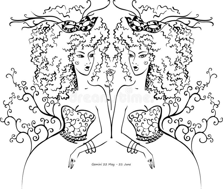 Gemini Horoscope Lady Stock Illustrations – 421 Gemini Horoscope Lady ...