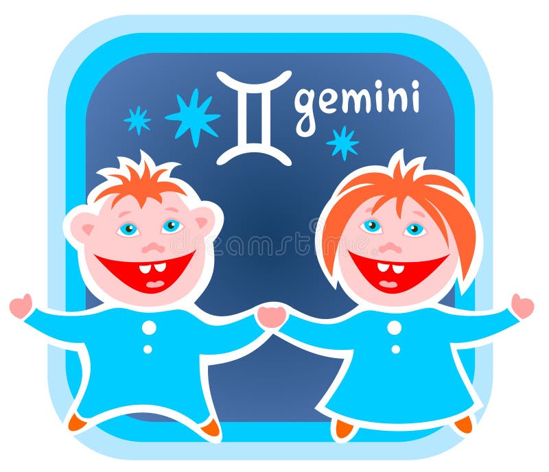 Cartoon Gemini Zodiac Sign. Vector Stock Vector - Illustration of cute ...