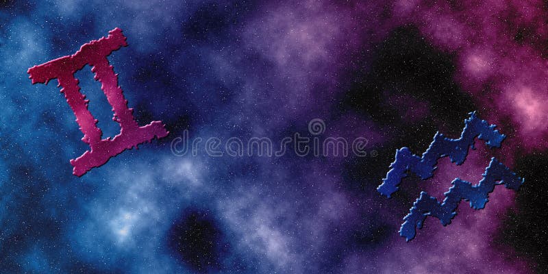 Gemini and Aquarius Compatibility Stock Illustration - Illustration of ...