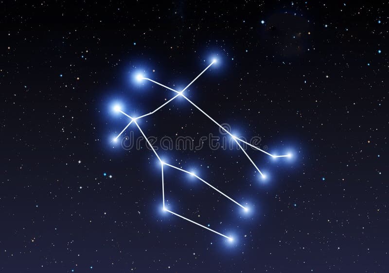 Gemini-constellatie Sterren in De Nachtelijke Hemel Cluster Van Sterren ...